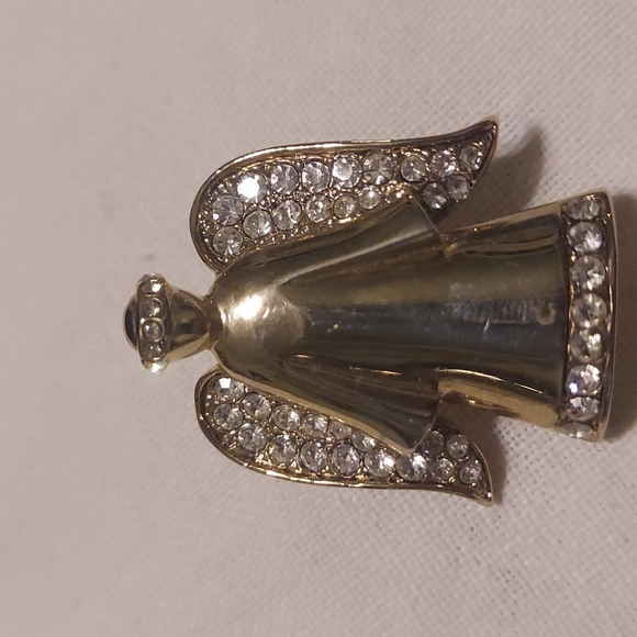 Monet | Jewelry | Vintage Monet Angel Brooch Goldtone With Rhinestones ...